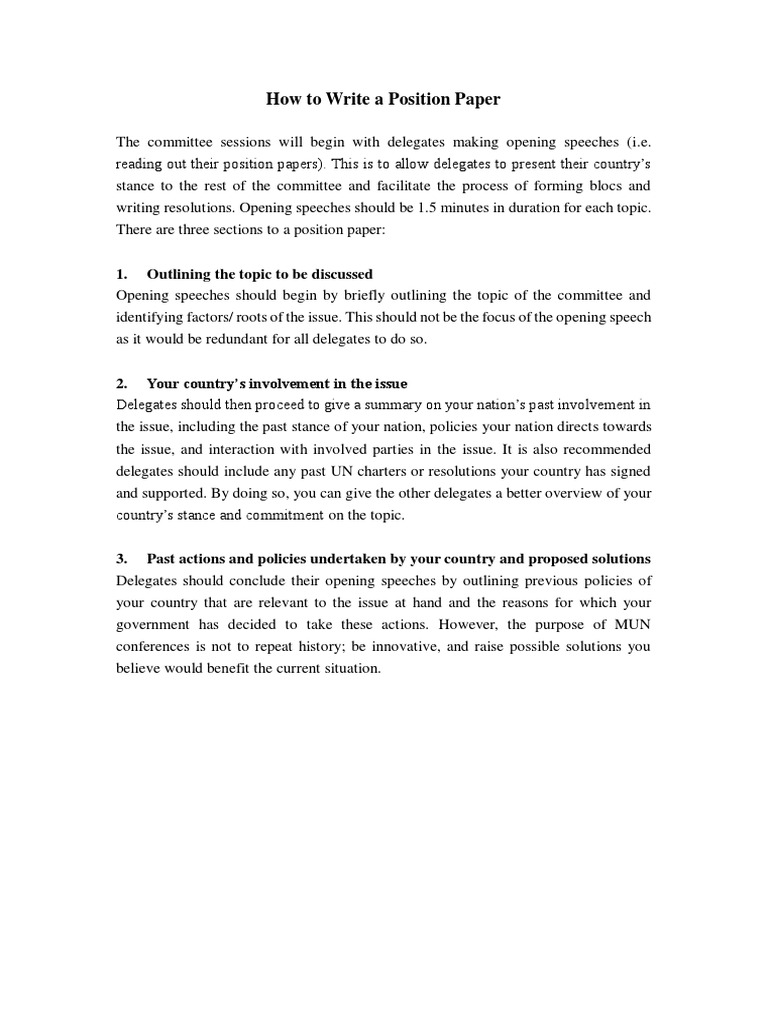 How To Write A Position Paper | PDF | Counter Terrorism | Egalitarianism