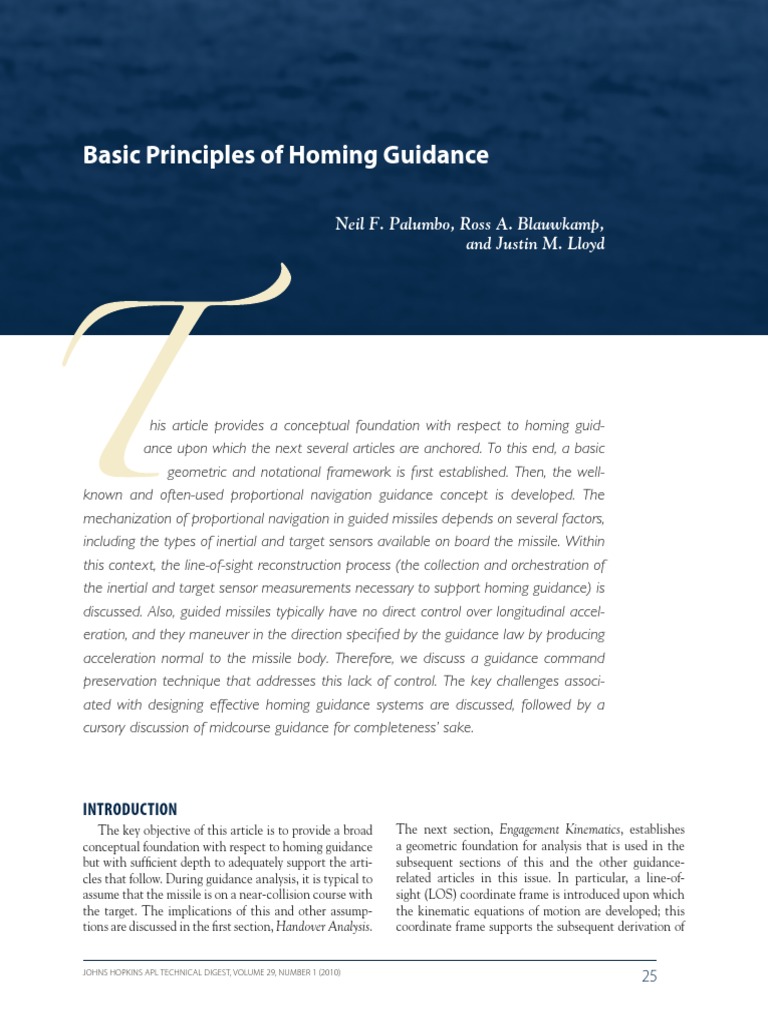 (2010) Palumbo - Basic - Missile Homing Guidance - Principles PDF | PDF | Inertial Navigation ...