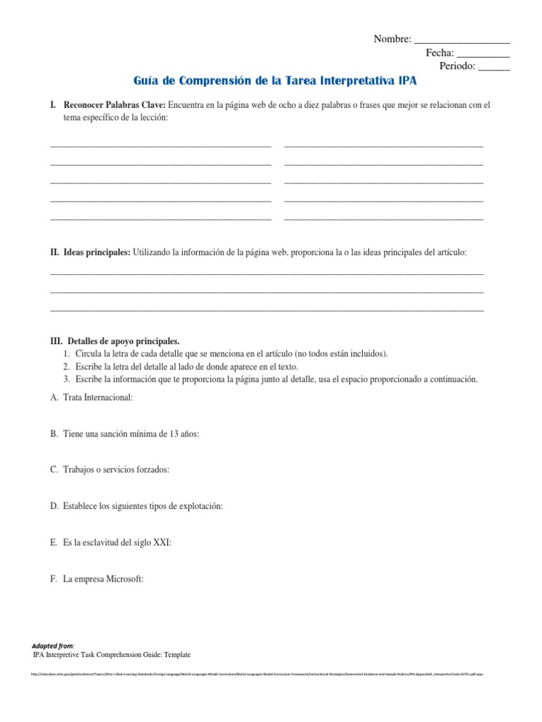 Lesson 2 Unit Plan Comprehension Guide Ipa Interpretivetasks | PDF ...