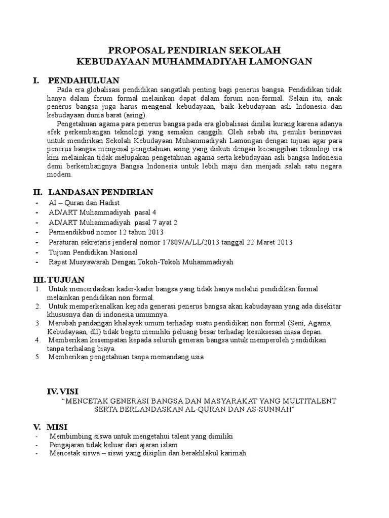 Proposal Pendirian Sekolah SD | PDF