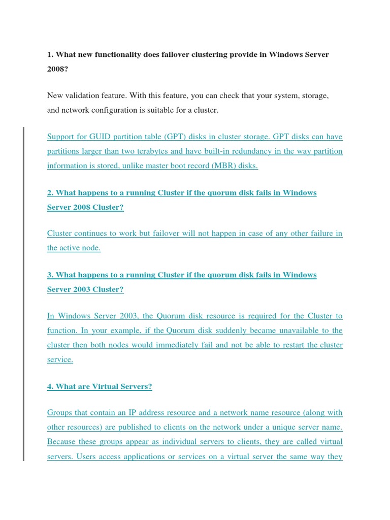 SQL Interview Questions - Fail Over Cluster | PDF | Computer Cluster | Microsoft Sql Server