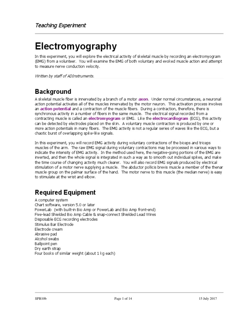 Emg Protocol | PDF | Electromyography | Muscle Contraction