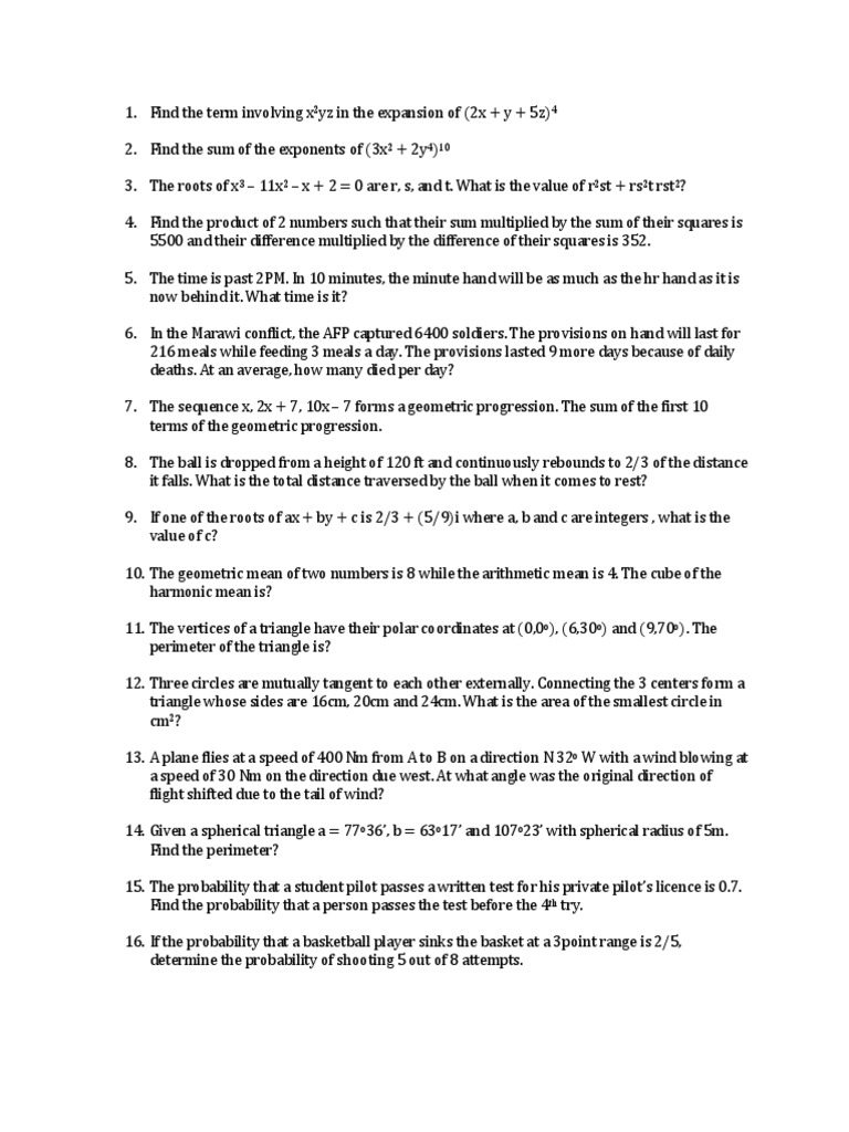 Math Problems | PDF | Circle | Ellipse