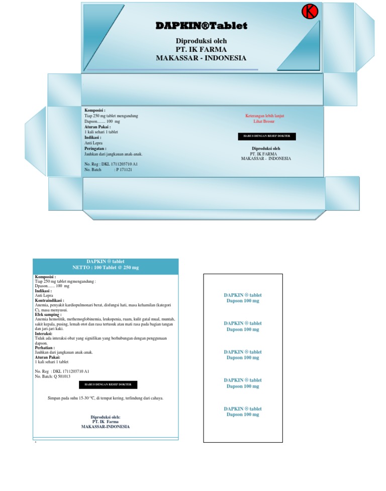 DAPKIN® Tablet: Obat Anti Lepra Dapson 100 mg | PDF