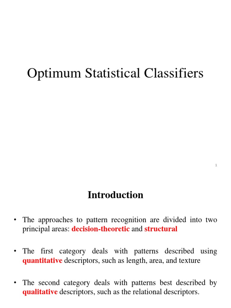 Optimum Statistical Classifiers | PDF | Statistical Classification ...