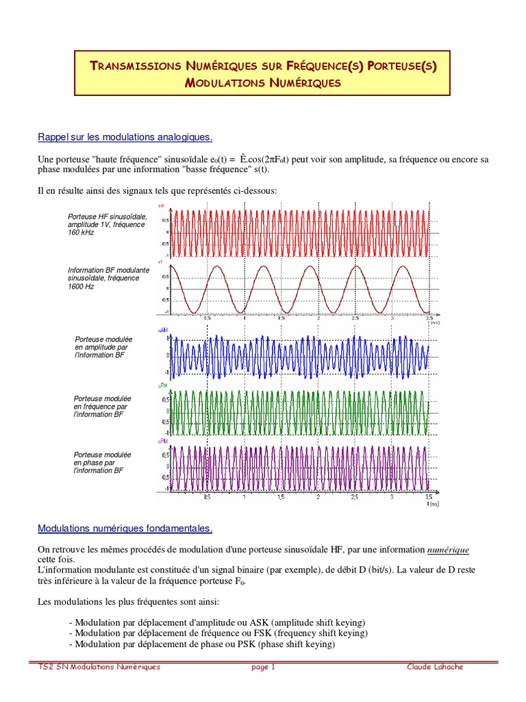 Modulations Numeriques PDF | PDF | Modulation | Ingénierie des ...