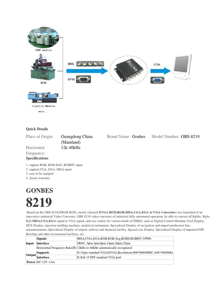 GBS-8219 RGB to VGA Converter Overview | PDF