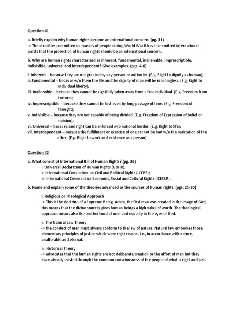 Human Rights Question #1-4 | PDF | Human Rights | Natural Law