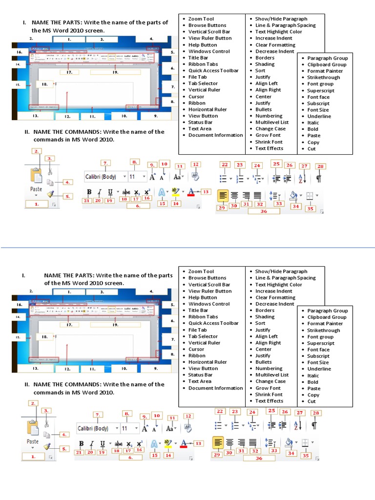 Quiz in MS Word Unit Test | Microsoft Word | Text