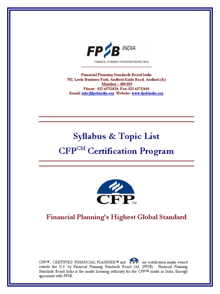 Syllabus CFP Certification Program | PDF | Insurance | Life Insurance