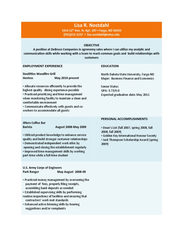 Agronomy Sales Resume for Lisa Nostdahl | PDF | Economies | Business