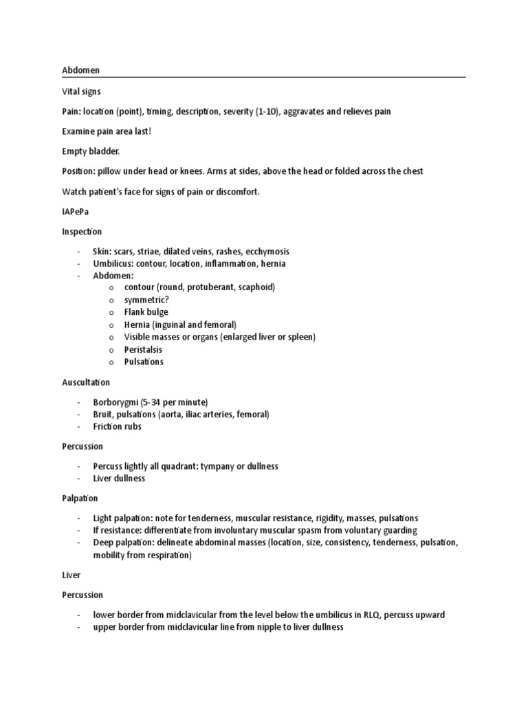 Abdomen Examination | PDF | Abdomen | Pulse