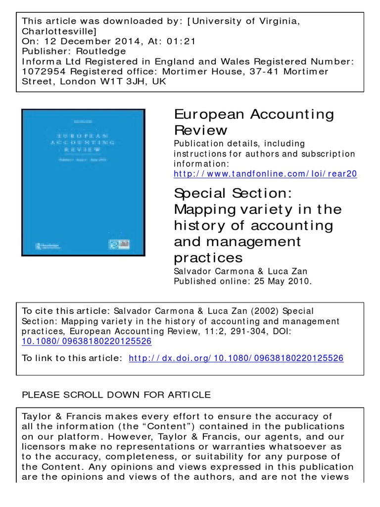 European Accounting Review: To Cite This Article: Salvador Carmona ...