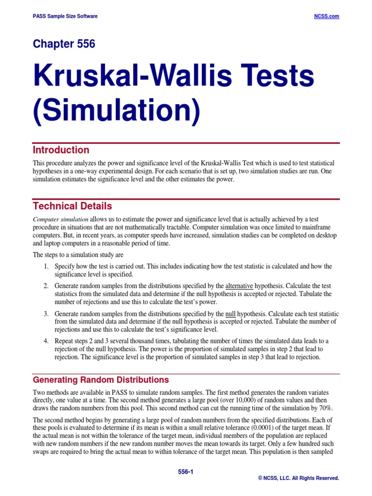 Kruskal-Wallis Tests (Simulation) | PDF | Standard Deviation ...