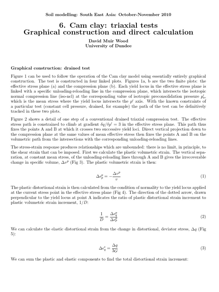 Cam Clay: Triaxial Tests Graphical Construction and Direct Calculation ...
