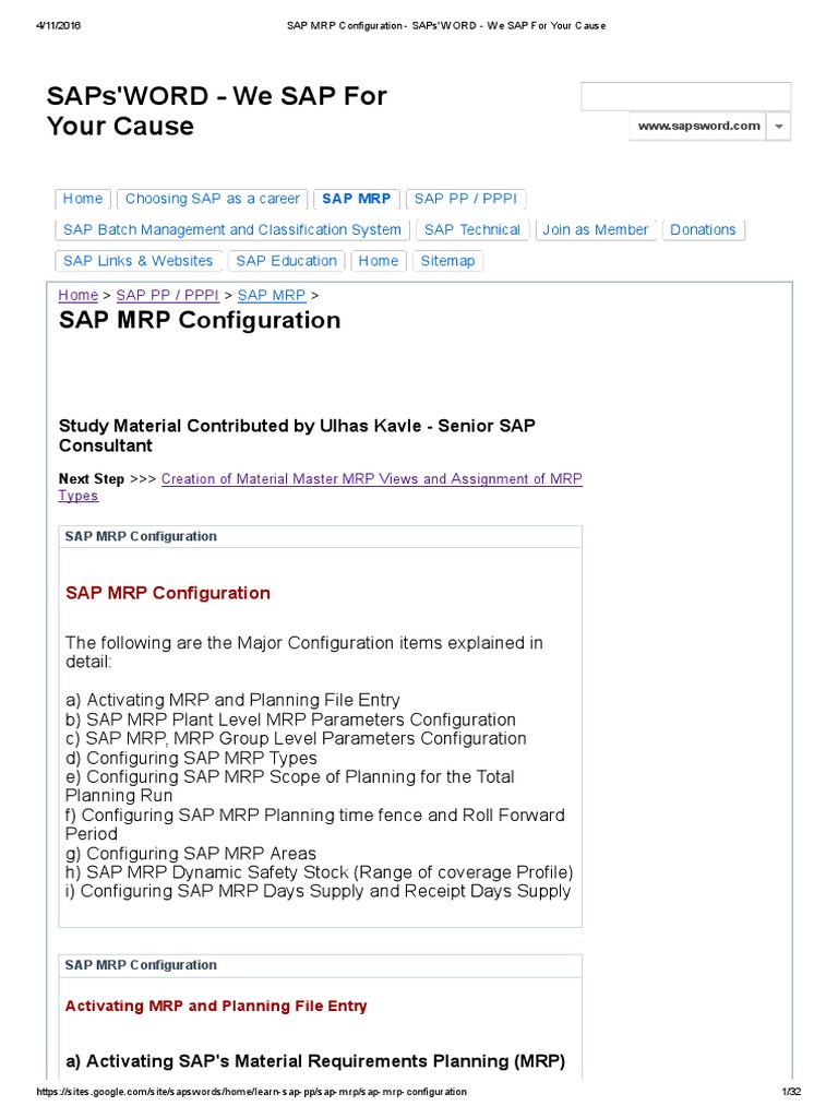 SAP MRP Configuration | PDF | Computing | Business
