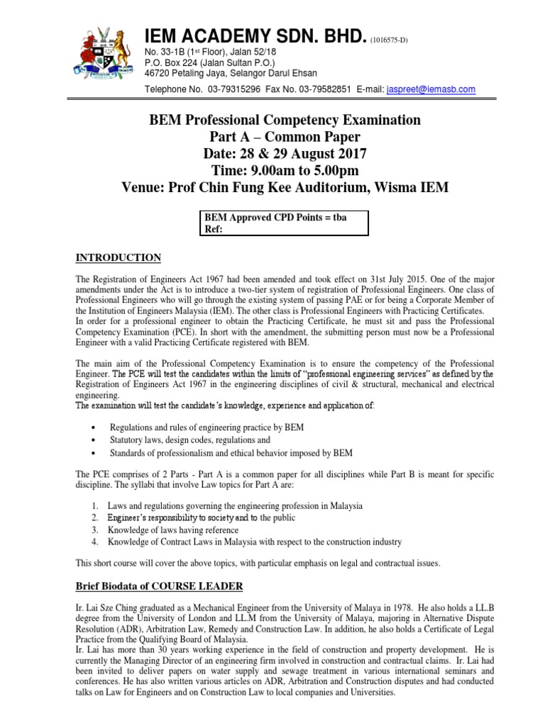 BEM Professional Competency Exam 2017 | PDF | Alternative Dispute ...