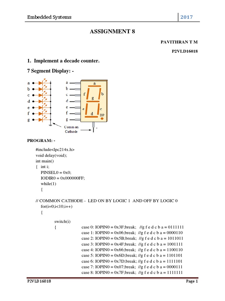 Assignment 8: 1. Implement A Decade Counter. 7 Segment Display | PDF ...