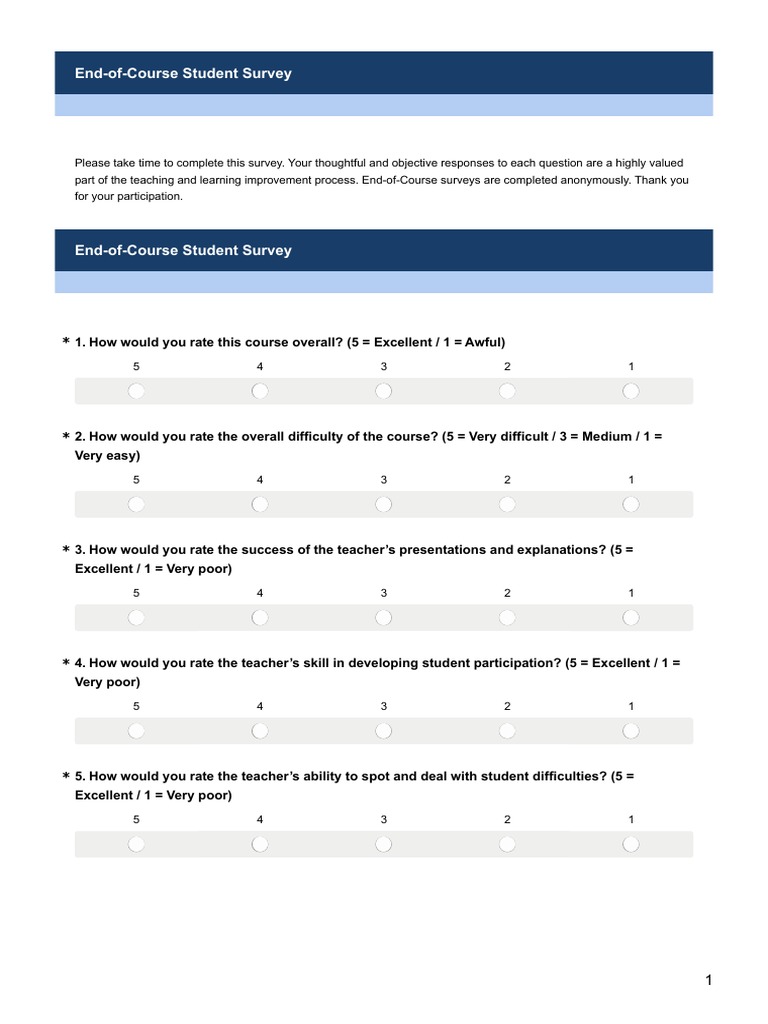 EFL End of Course Survey SurveyMonkey 82038302 | PDF | Reading (Process ...
