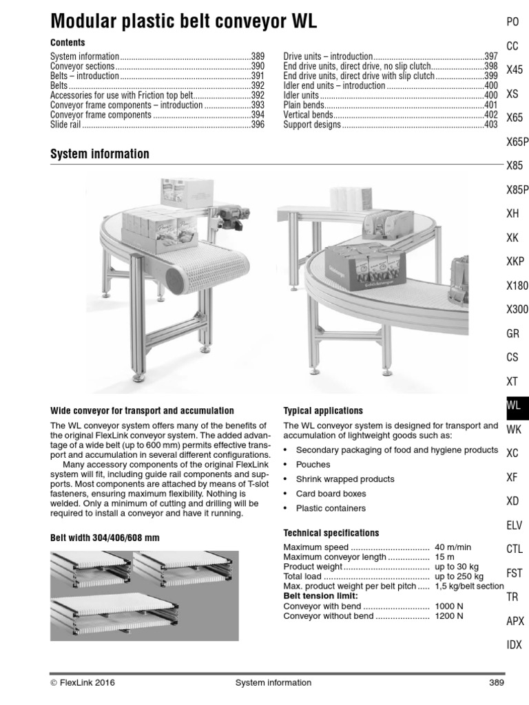 Flexlink - WL | PDF | Belt (Mechanical) | Manufactured Goods