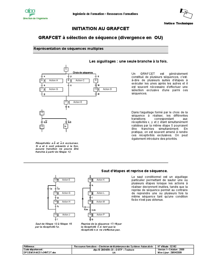 m2s1s34nt2 T Le Grafcet Divergence en Ou | PDF | Science | Ingénierie