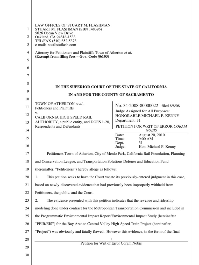 HSRA14 - Petition Coram Nobis - With Exhibits | Coram Nobis | Judgment ...