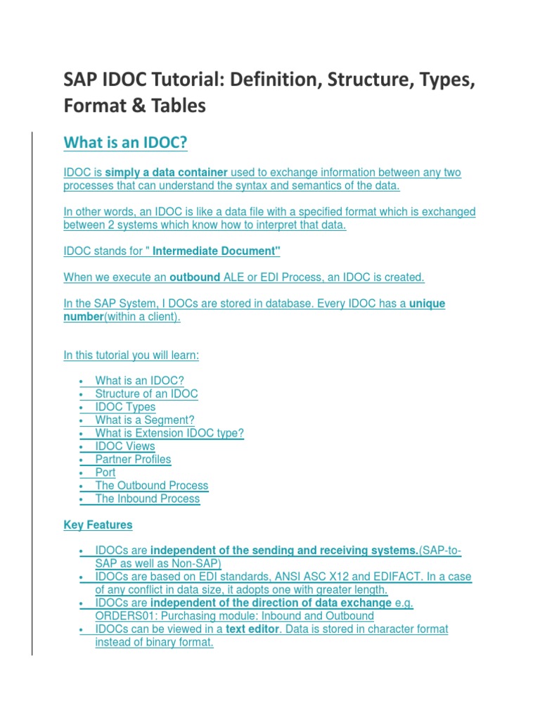 Sap Idoc Tutorial | PDF | Electronic Data Interchange | Computer Data