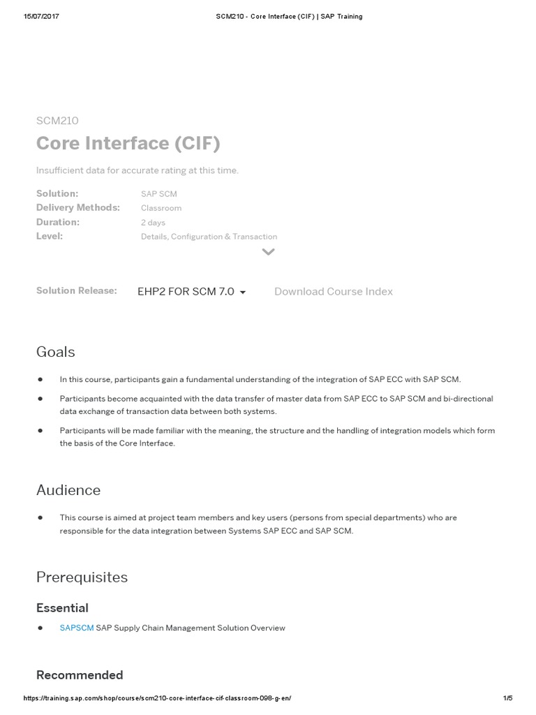 SCM210 - Core Interface (CIF) - SAP Training | PDF | Sap Se | Supply ...