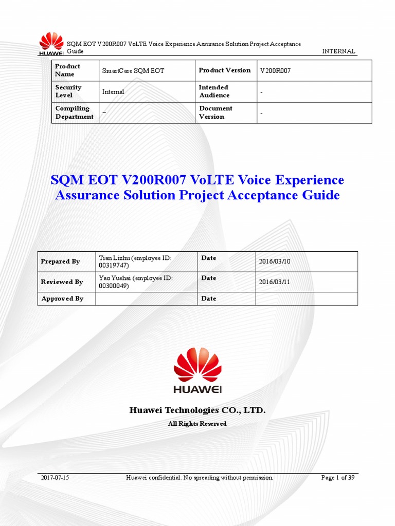 SQM EOT V200R007 Acceptance Guide (VoLTE Voice Experience Assurance ...