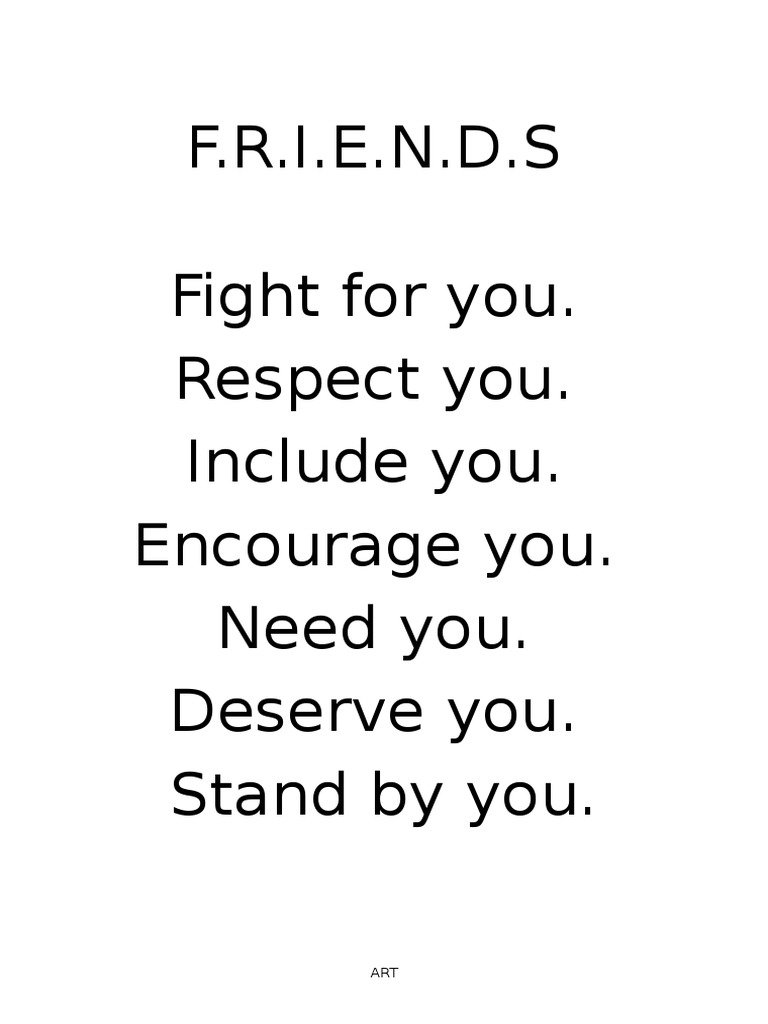 F.R.I.E.N.D.S Fight For You. Respect You. Include You. Encourage You ...