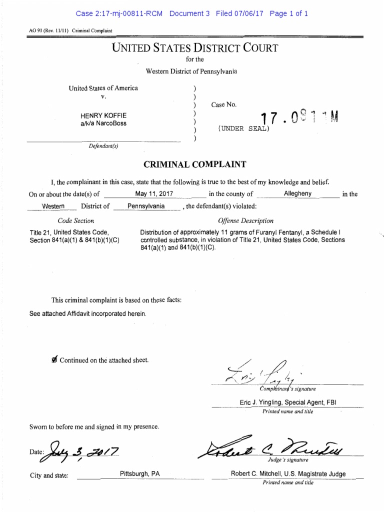 United States of America v. HENRY KOFFIE A/k/a NarcoBoss Criminal ... United States of America v. HENRY KOFFIE A/k/a NarcoBoss Criminal ...