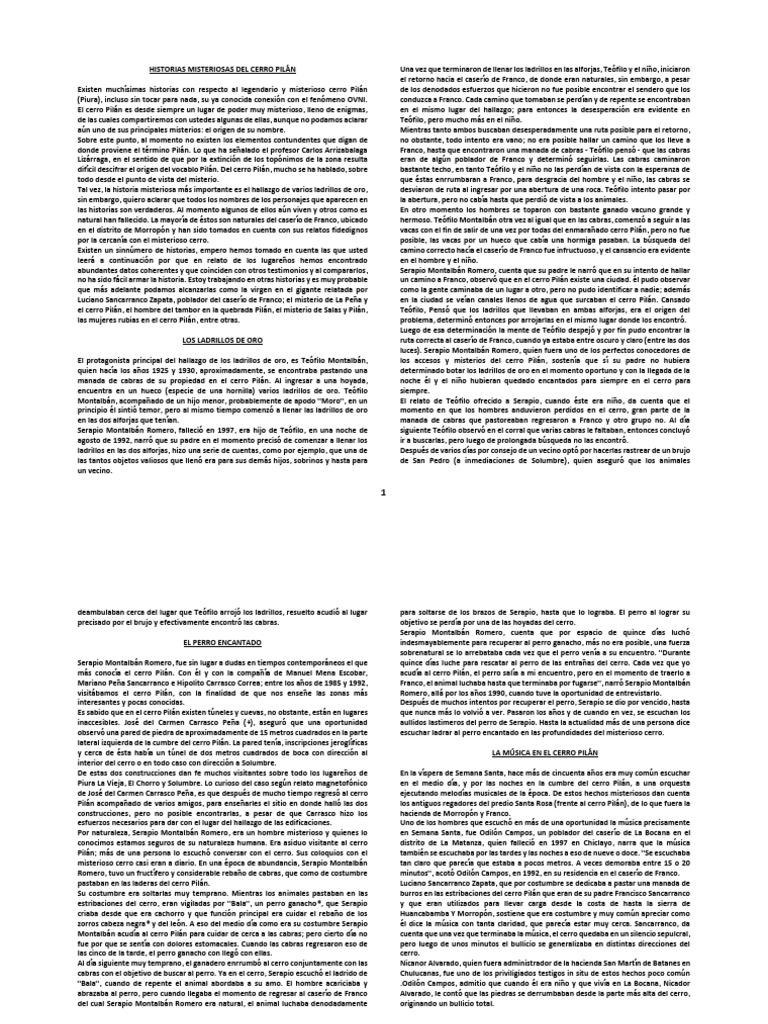 Historias Misteriosas Del Cerro Pilán | PDF | Francisco franco | Perros