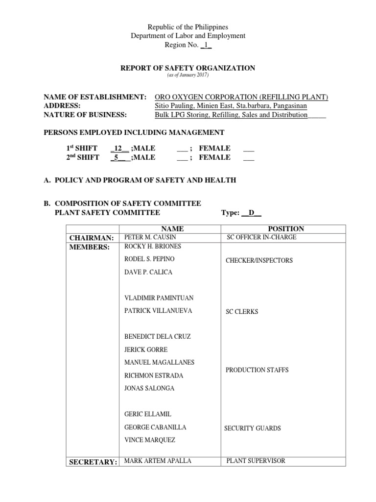 Dole Safety Committee | Occupational Safety And Health | Liquefied ...
