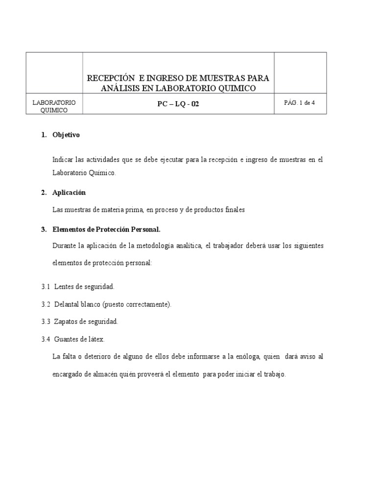 Recepción muestras análisis laboratorio químico | PDF | Informática y ...