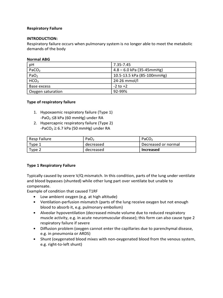 Respiratory Failure | PDF | Respiratory System | Lung