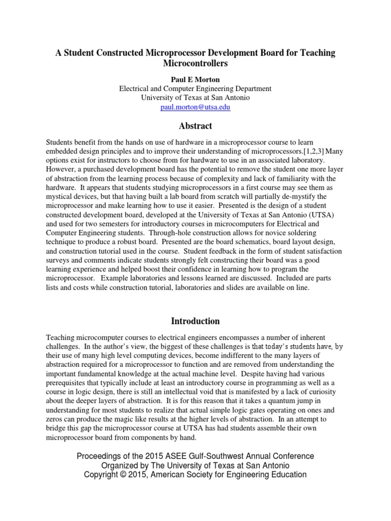 ASEE-GSW 2015 Submission 53 | PDF | Microprocessor | Computer Program