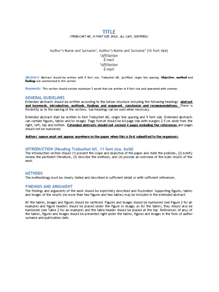 Title: Author's Name and Surname, Author's Name and Surname (10 Font ...