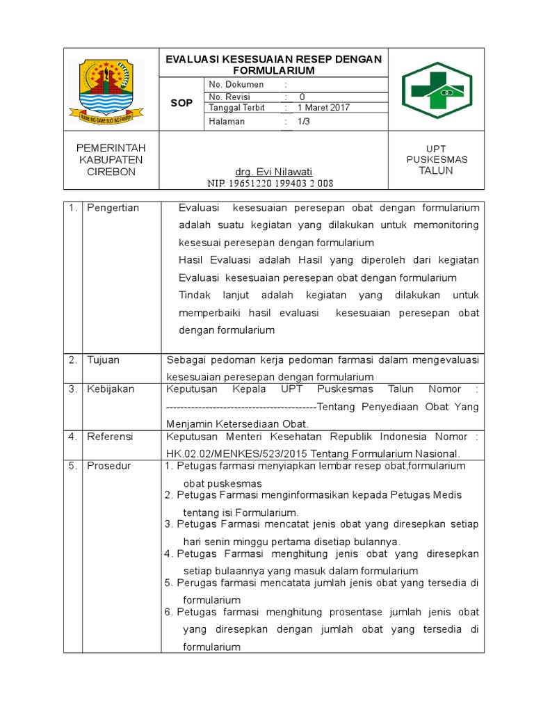 8.2.1.8 Evaluasi Kesesuaian Resep Dengan Formularium | PDF