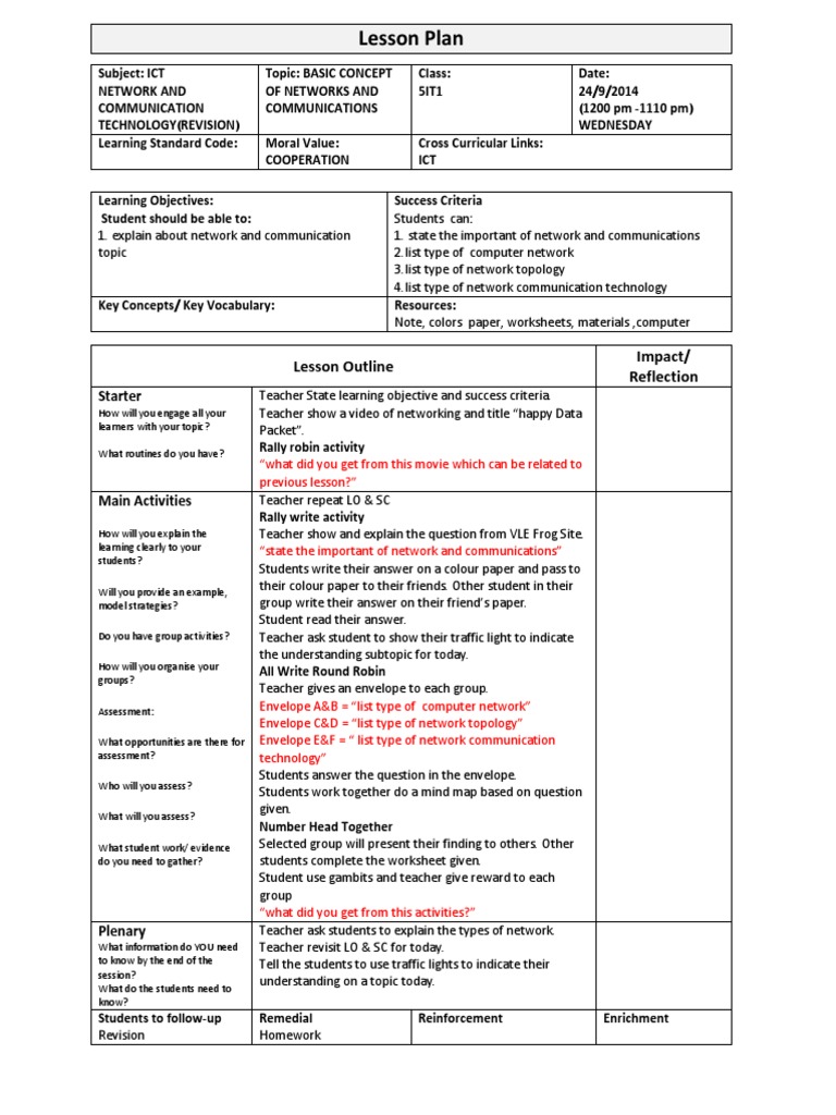Lesson Plan ICT | PDF | Educational Technology | Lesson Plan