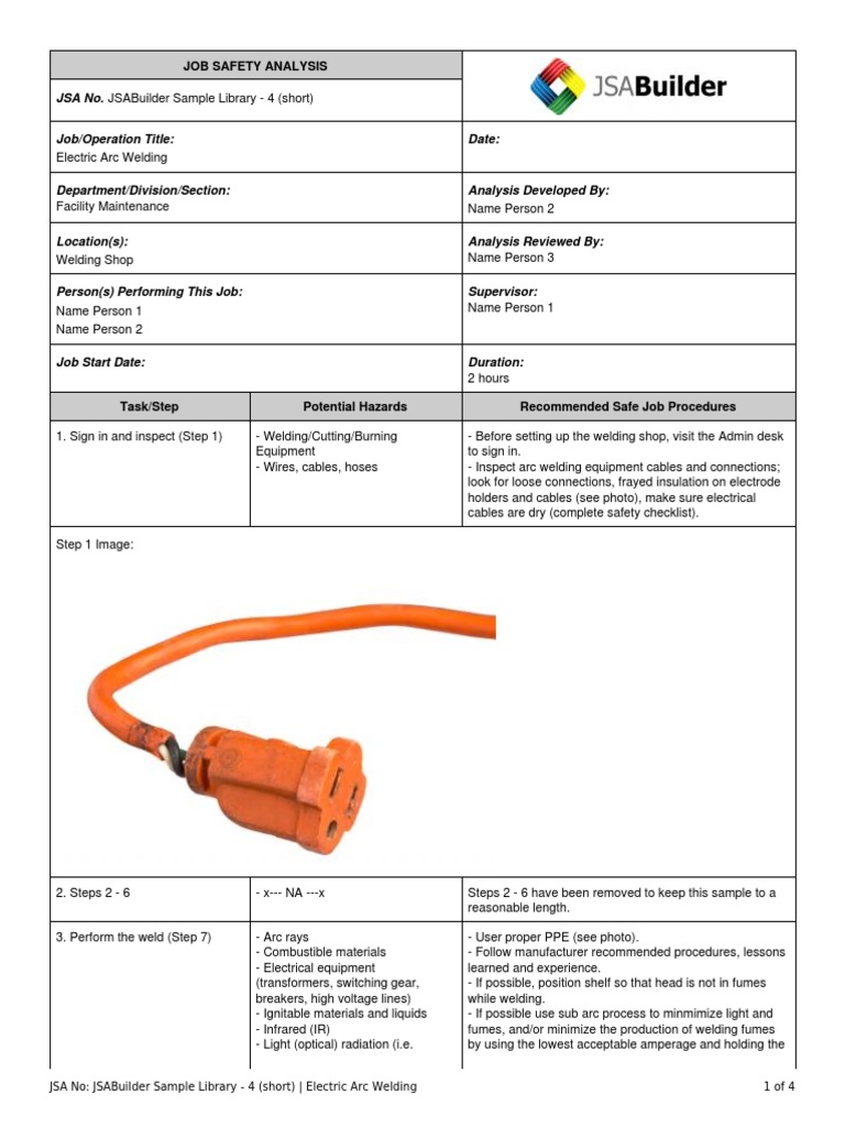 jsa_sample.pdf | Smoke | Welding