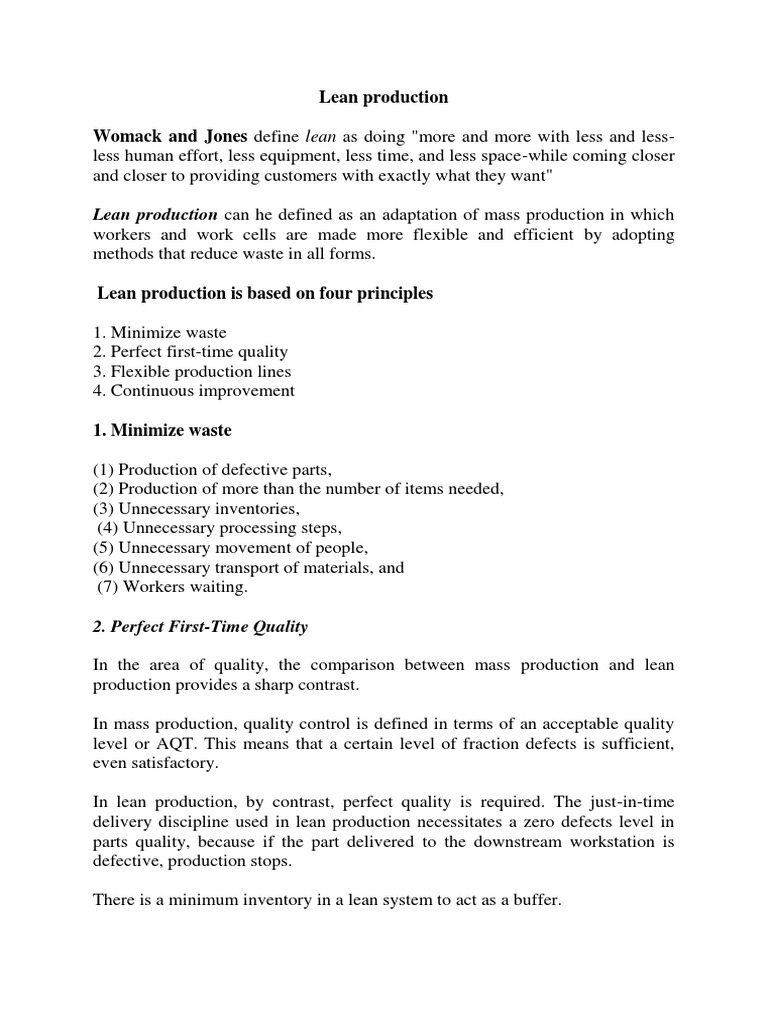 Lean Production | PDF | Lean Manufacturing | Operations Management
