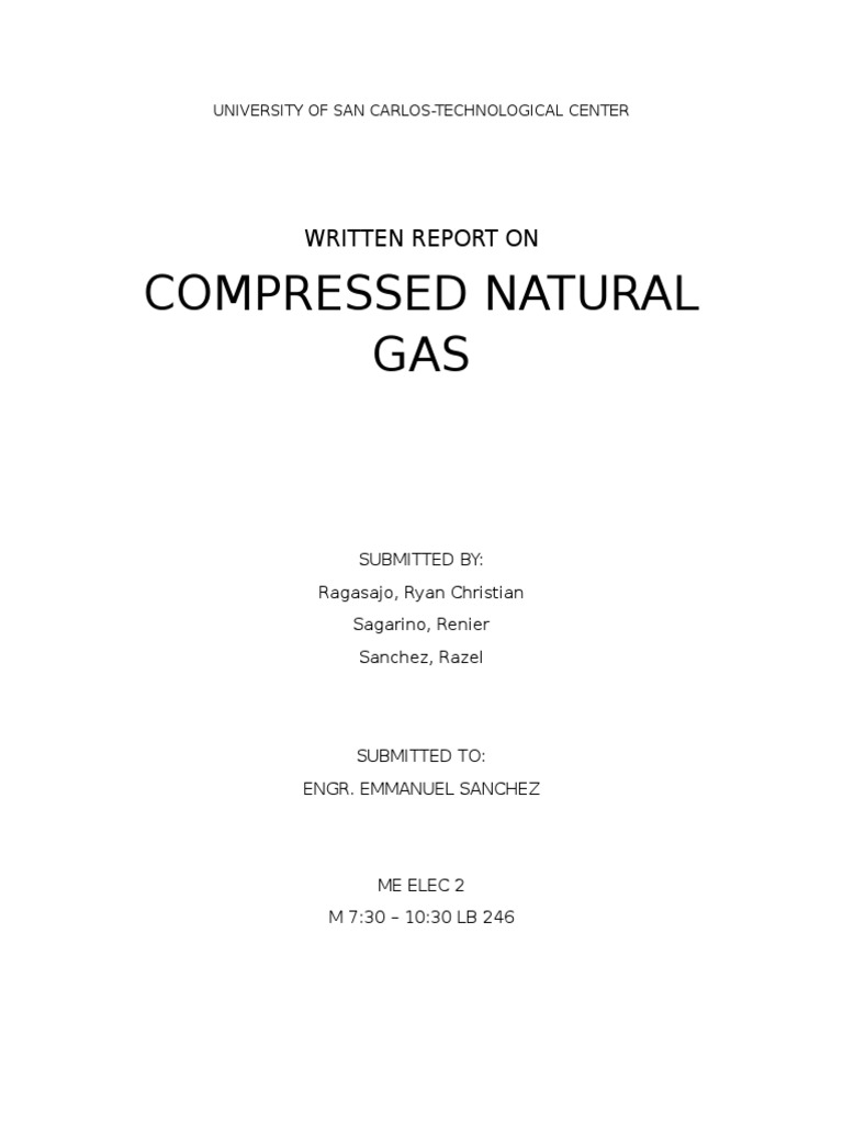 Compressed Natural GAS: Written Report On | PDF | Natural Gas | Gasoline