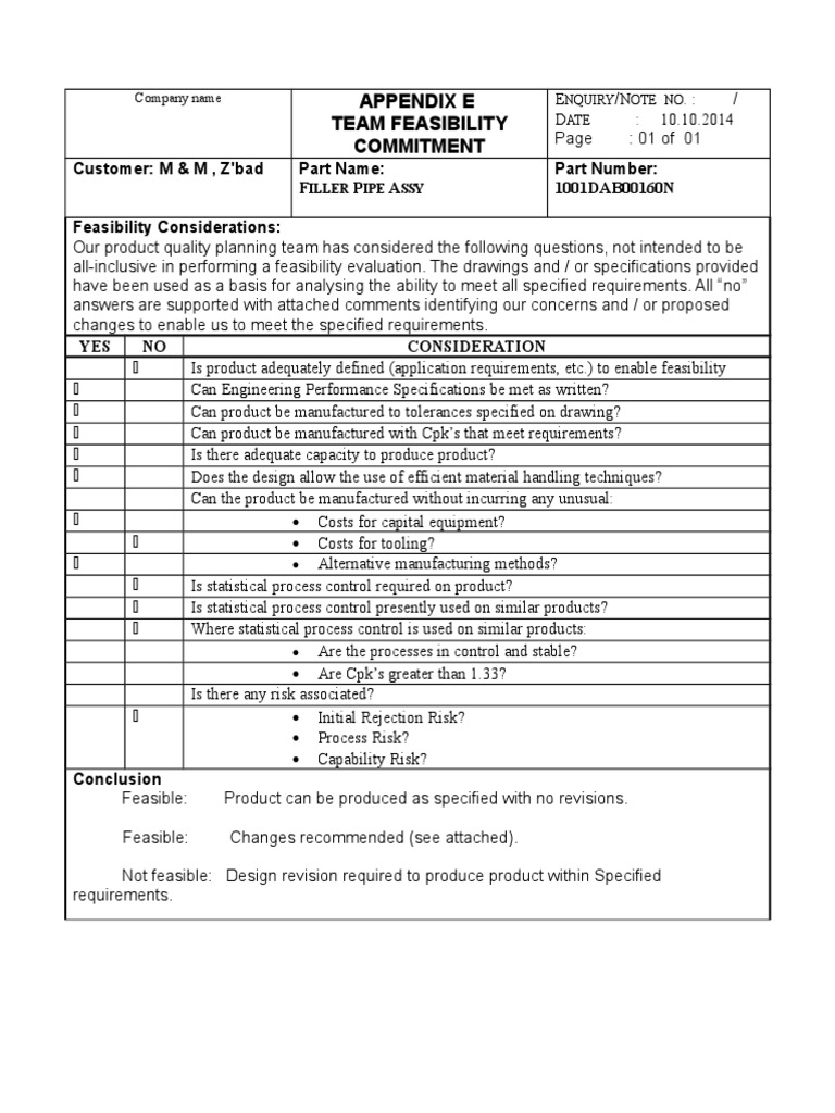 02 Team Feasibility Commitment | PDF | Risk | Science And Technology