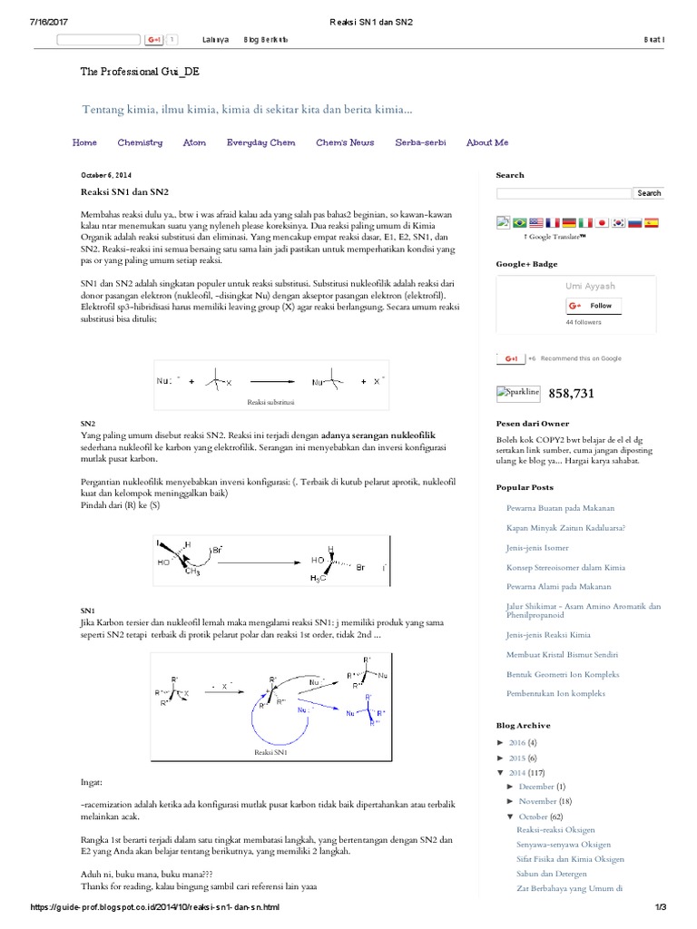 Reaksi SN1 Dan SN2 PDF | PDF