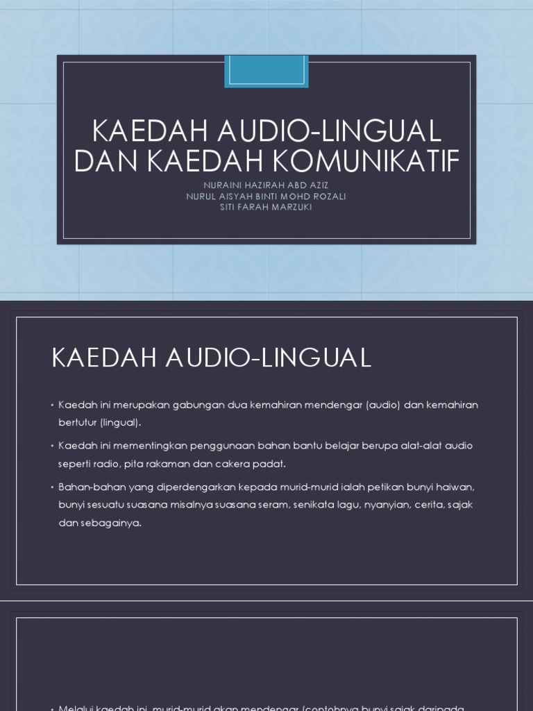 Kaedah Audio-Lingual Dan Kaedah Komunikatif | PDF