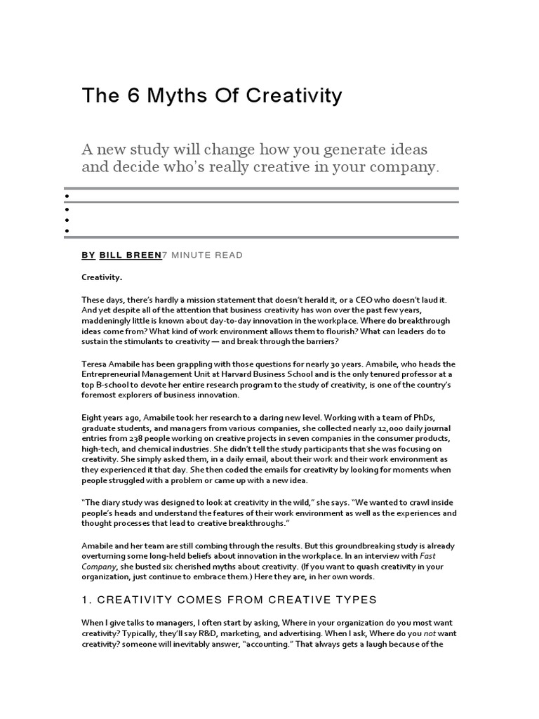 The 6 Myths of Creativity | PDF | Creativity | Layoff