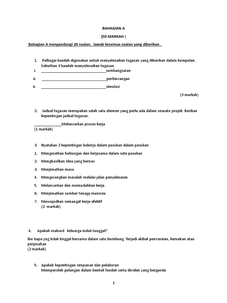 Soalan SRT Pertengahan Tahun 2017 Skema | PDF