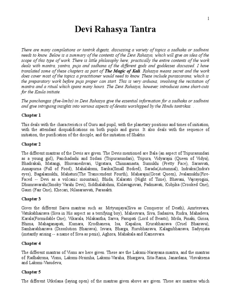 Devi Rahasya Tantra | PDF | Tantra | Hindu Behaviour And Experience
