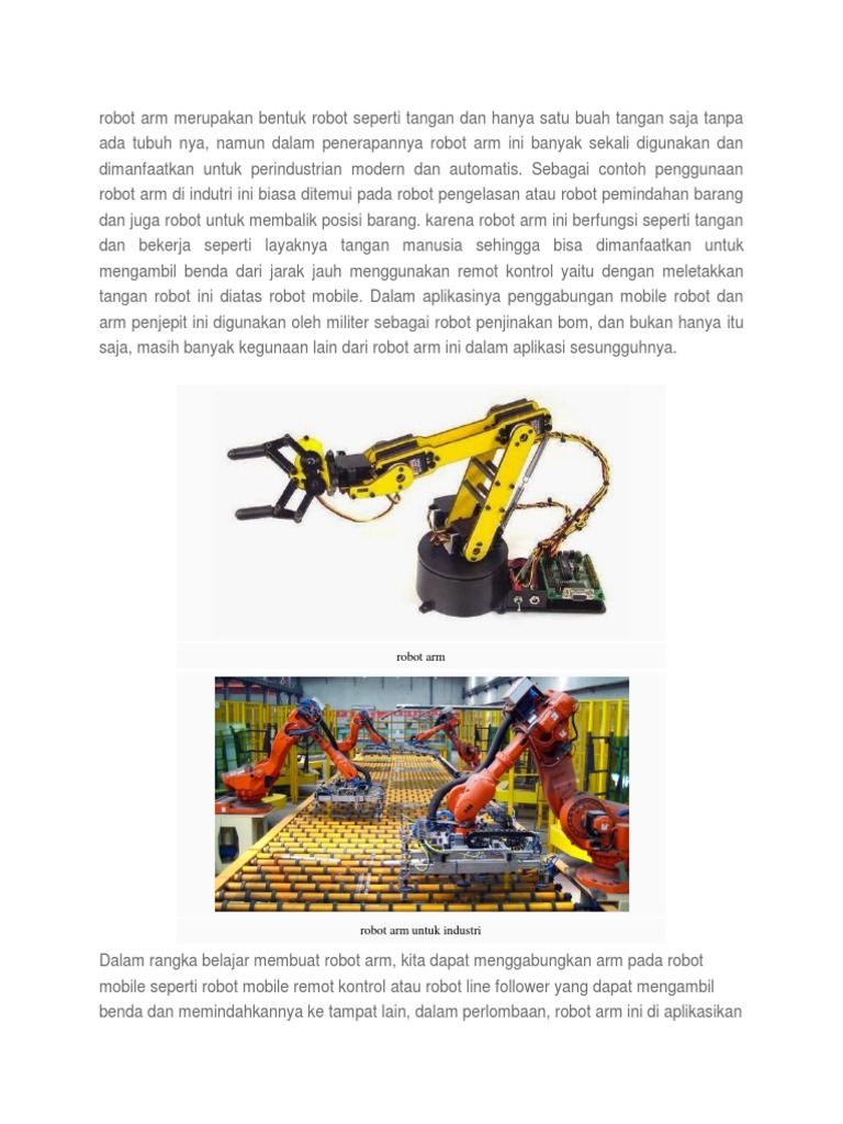 Robot Arm: Solusi Industri Modern | PDF | Teknologi & Rekayasa
