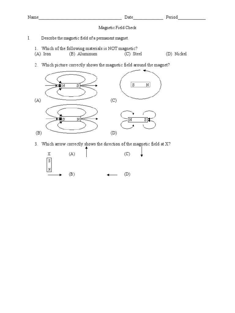 Physics Students' Magnet Quiz | PDF | Science & Mathematics ...